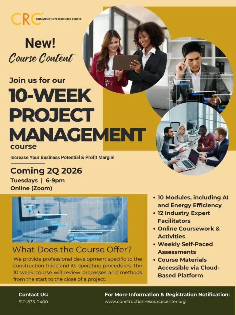 10-Week Project Management Course 2026 – Construction Resource Center